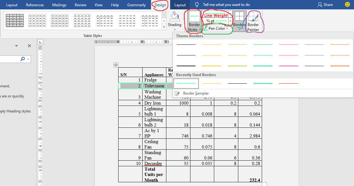 Creating And Formatting Tables In Microsoft Word - Kmacims | Education ...