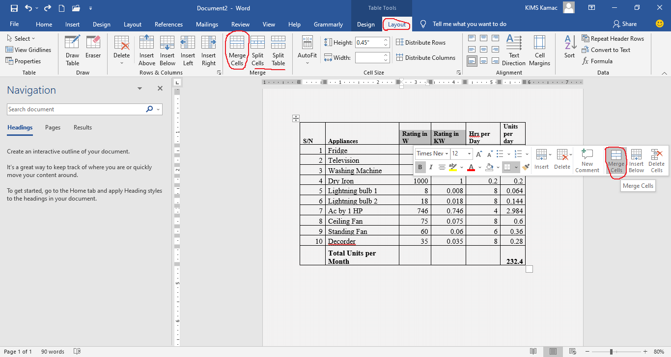 Creating And Formatting Tables In Microsoft Word - Kmacims | Education ...