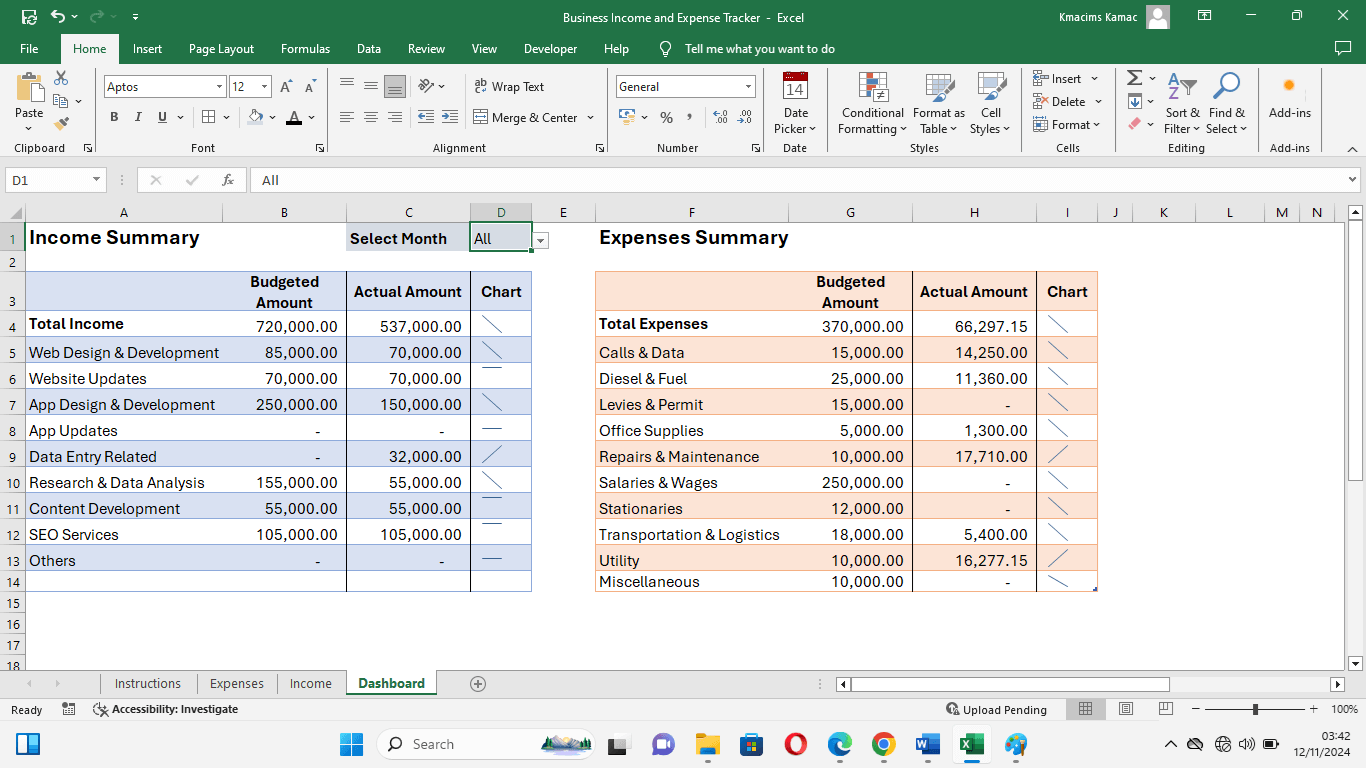 Create a Business Expense Tracker Like a CFO: SUMIFS Function for ...